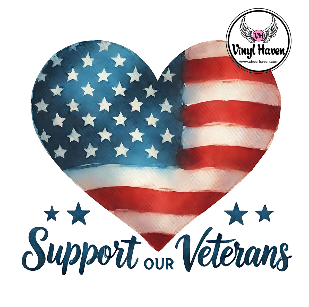 DTF Print * Veteran * Support our veterans heart – Cheer Haven LLC.