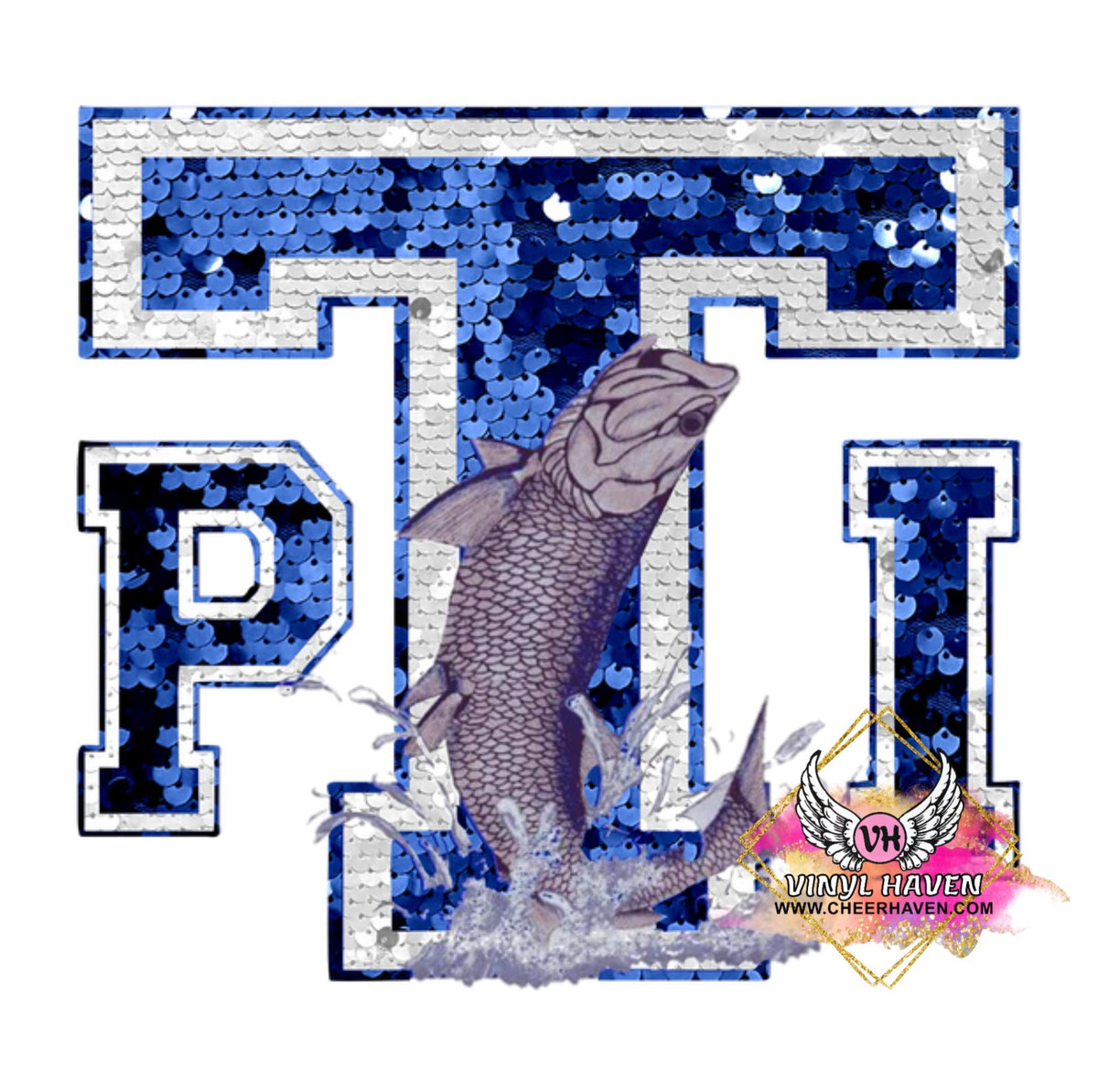 DTF Print * Realistic Texture Faux Sequins * PI Tarpons logo – Cheer ...