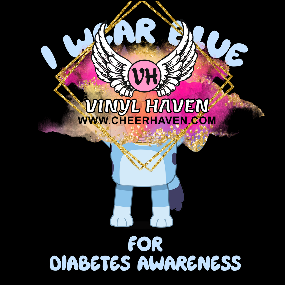DTF Print * Diabetes * I wear blue for diabetes Blue dog – Cheer Haven LLC.