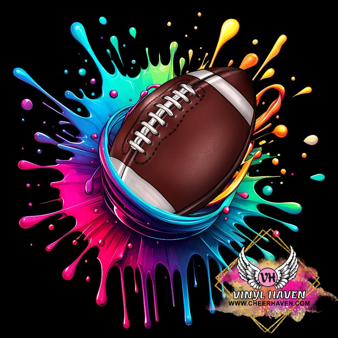 DTF Print * Sports * Splatter Paint Football – Cheer Haven LLC.
