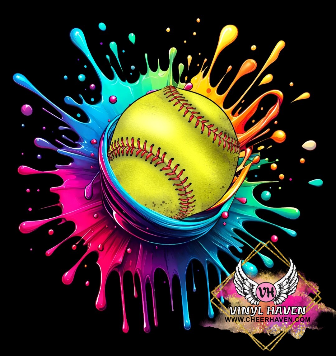 DTF Print * Sports * Splatter Paint Softball – Cheer Haven LLC.