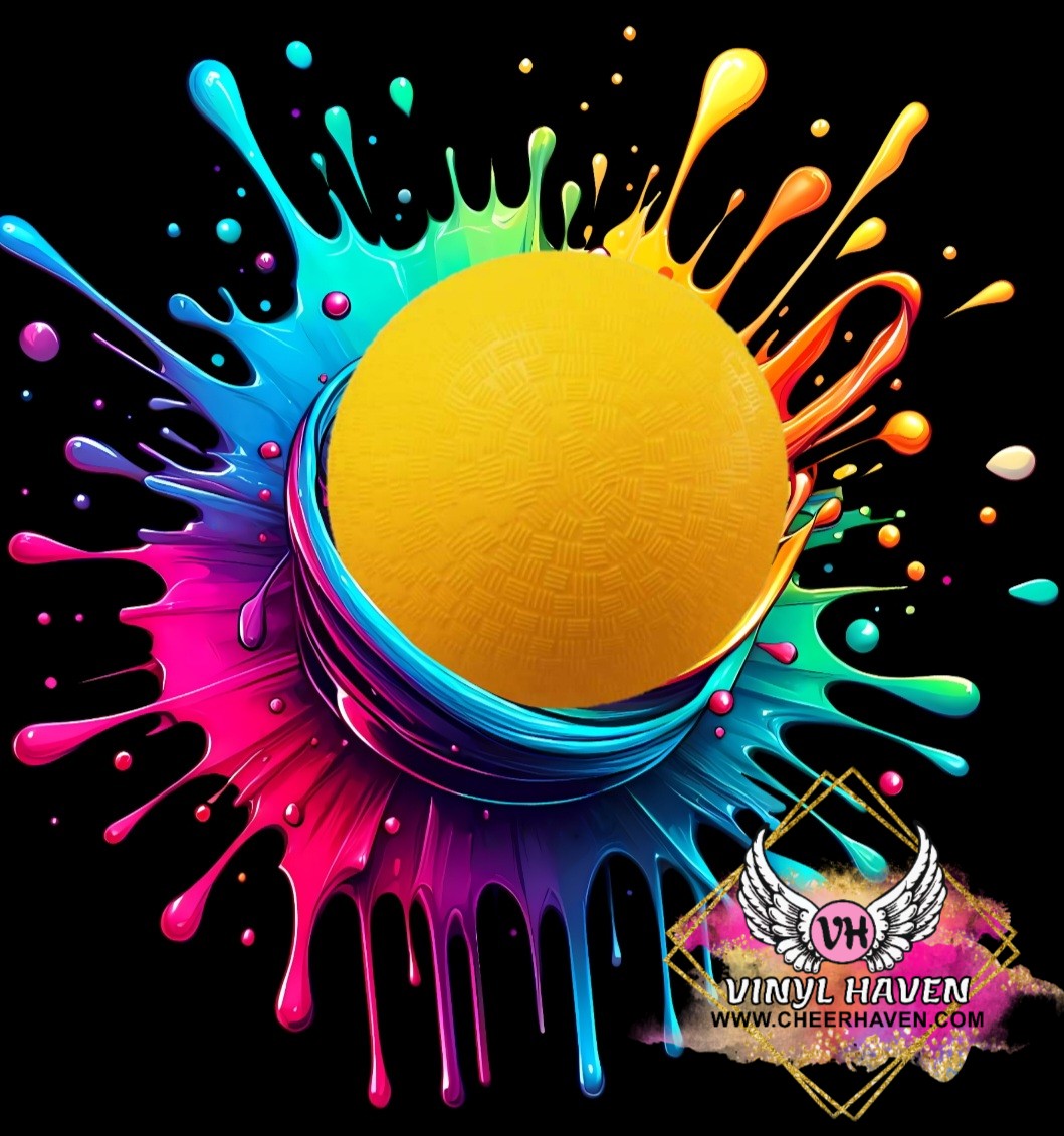 DTF Print * Sports * Splatter paint Kickball – Cheer Haven LLC.