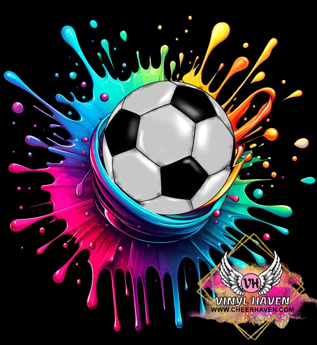 DTF Print * Sports * Splatter paint Soccer – Cheer Haven LLC.