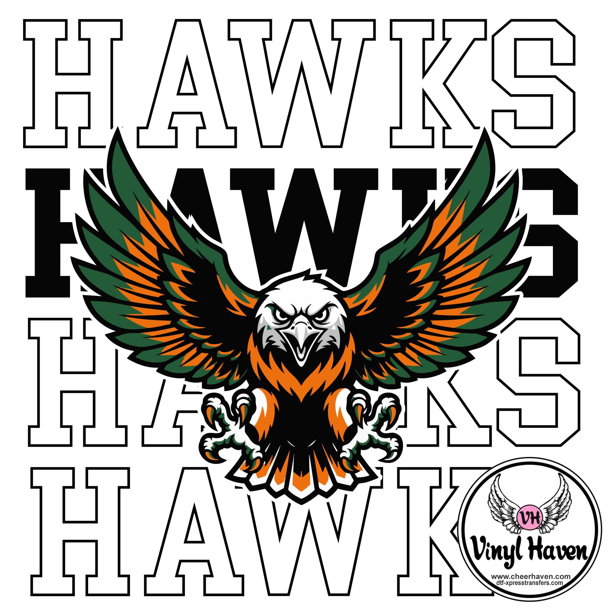 DTF Print * Back to School * HAWKS HAWKS HAWKS – Cheer Haven LLC.