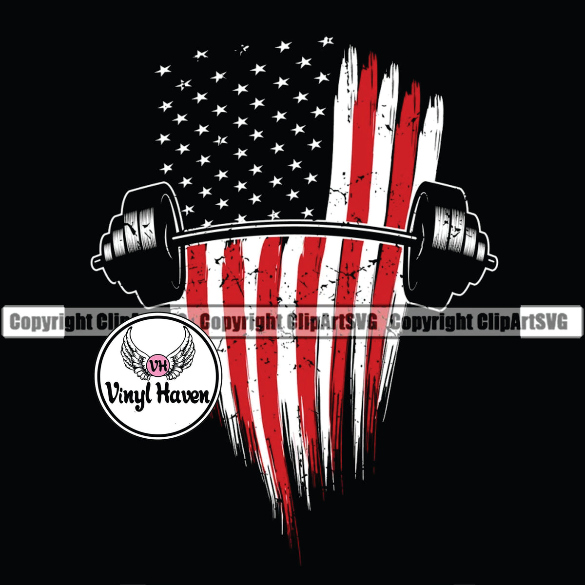DTF * Gym/Workout * Barbell & US Flag – Cheer Haven LLC.