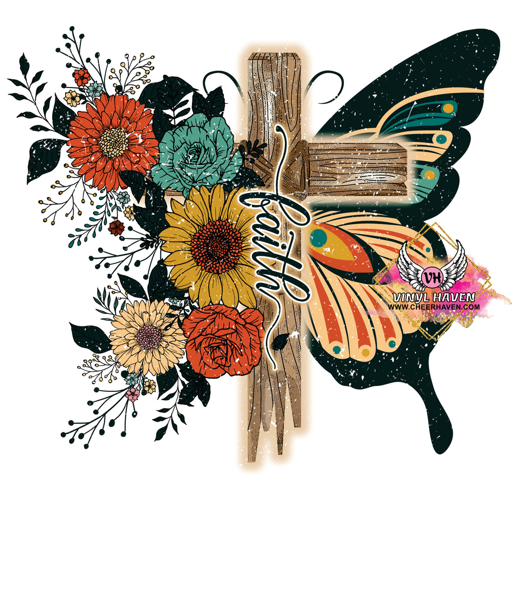DTF Print * Religious * Faith Butterfly – Cheer Haven LLC.