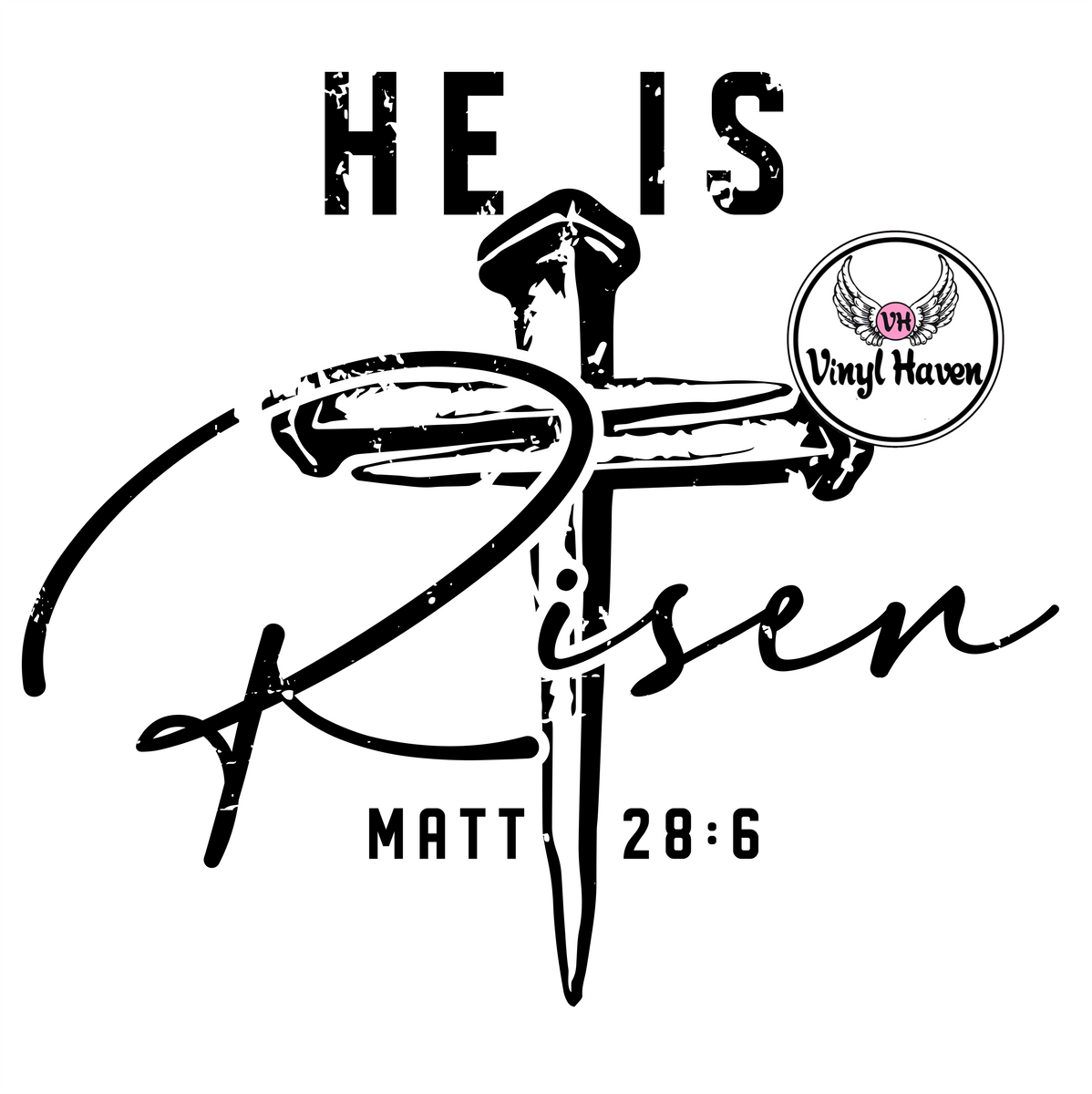 DTF Print * Easter * He is Risen Nails Cross – Cheer Haven LLC.