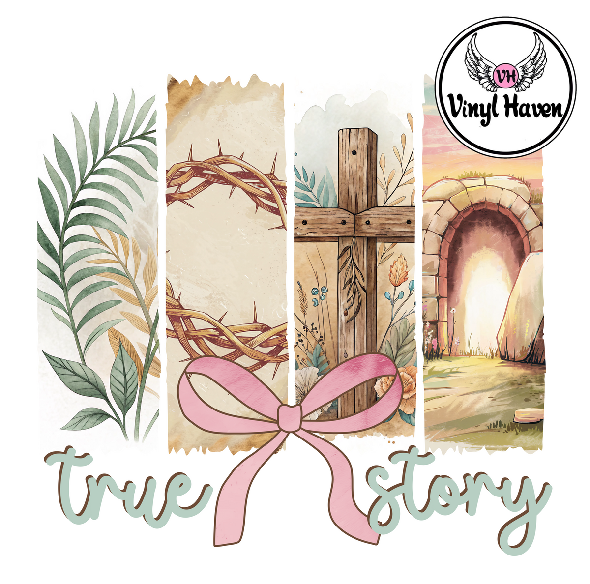 DTF Print * Easter * Brush Stroke True Story – Cheer Haven LLC.