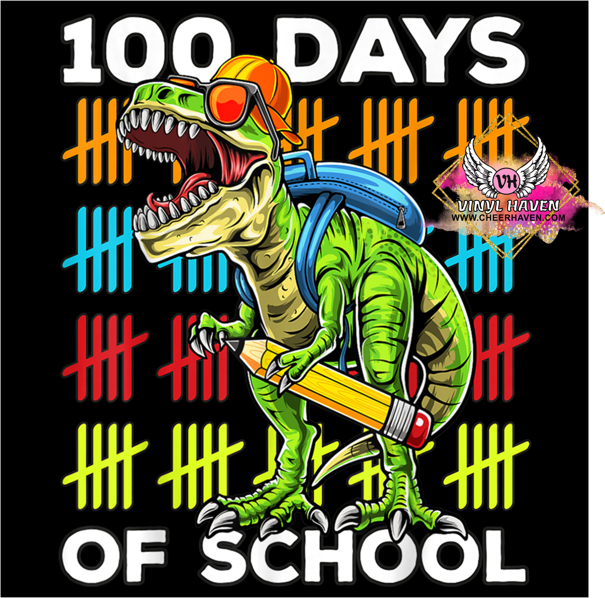 DTF Print * 100 Days Of School * 100 Days of School Dinosaur – Cheer ...