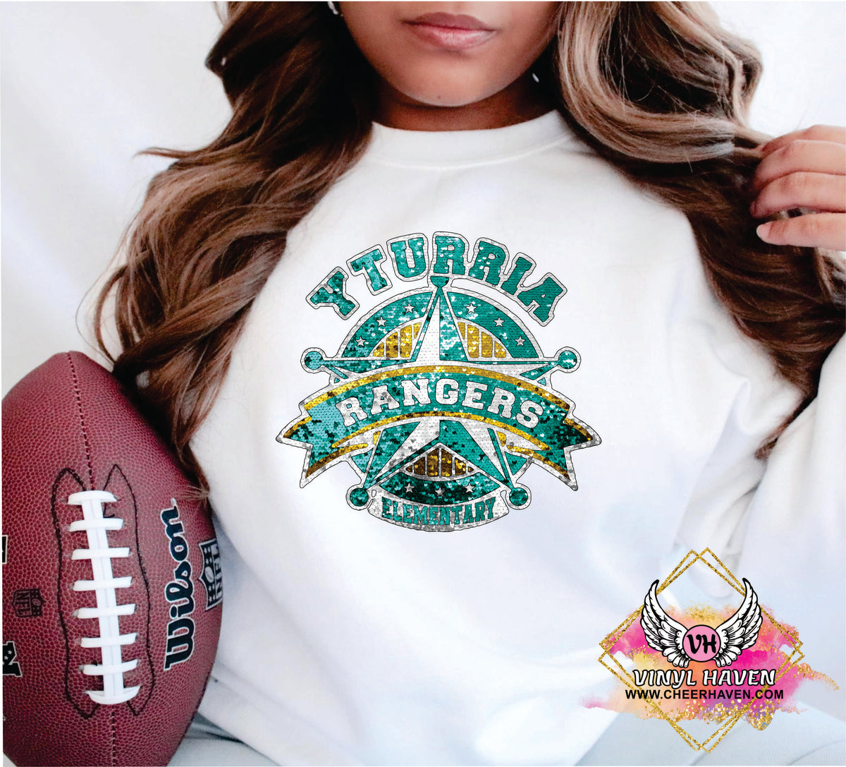 DTF Print * Realistic Texture Faux Sequins * Yturria Rangers Logo ...