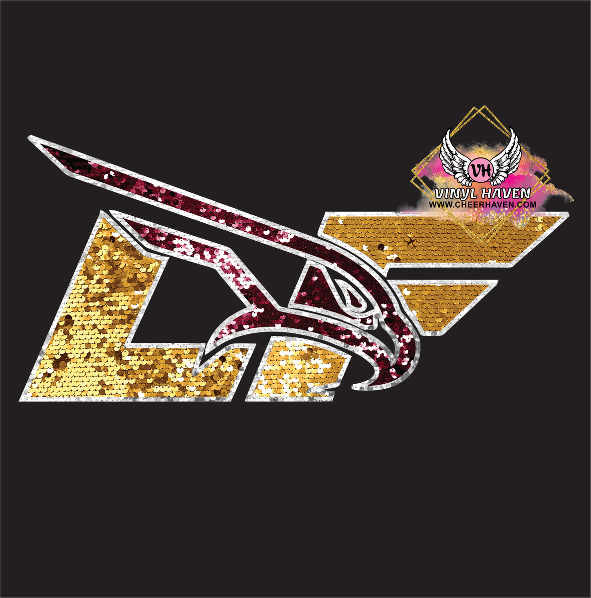DTF Print * Realistic Texture Faux Sequins * LF Falcons logo – Cheer ...
