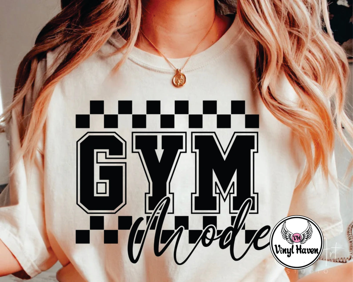 DTF * Gym/Workout * Gym Mode checkered – Cheer Haven LLC.