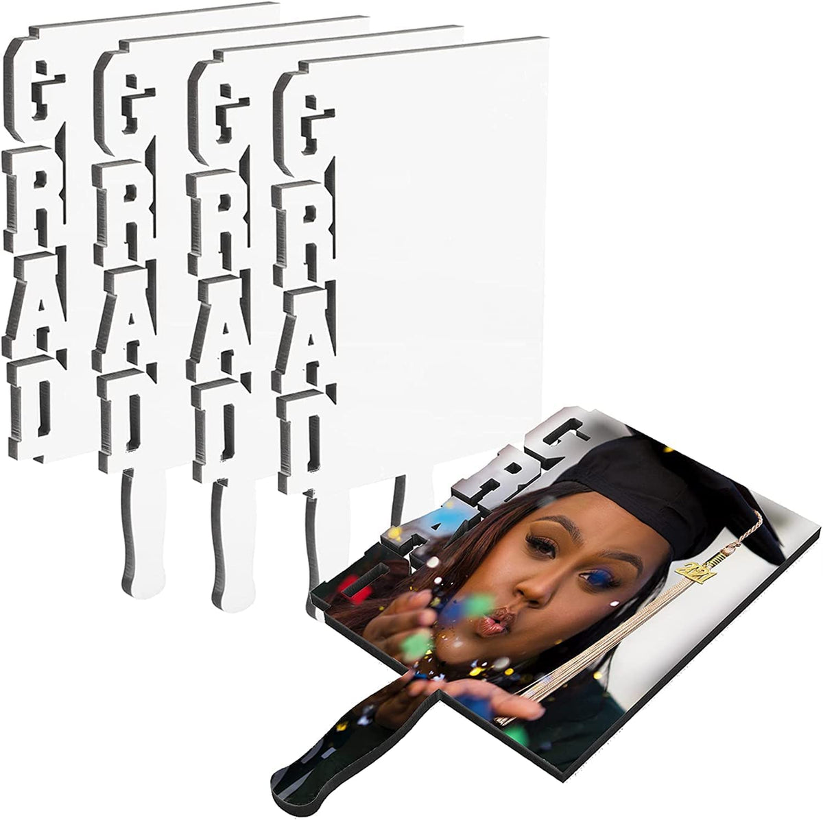 GRAD hand held fan MDF board * Sublimation one sided * Graduation ...