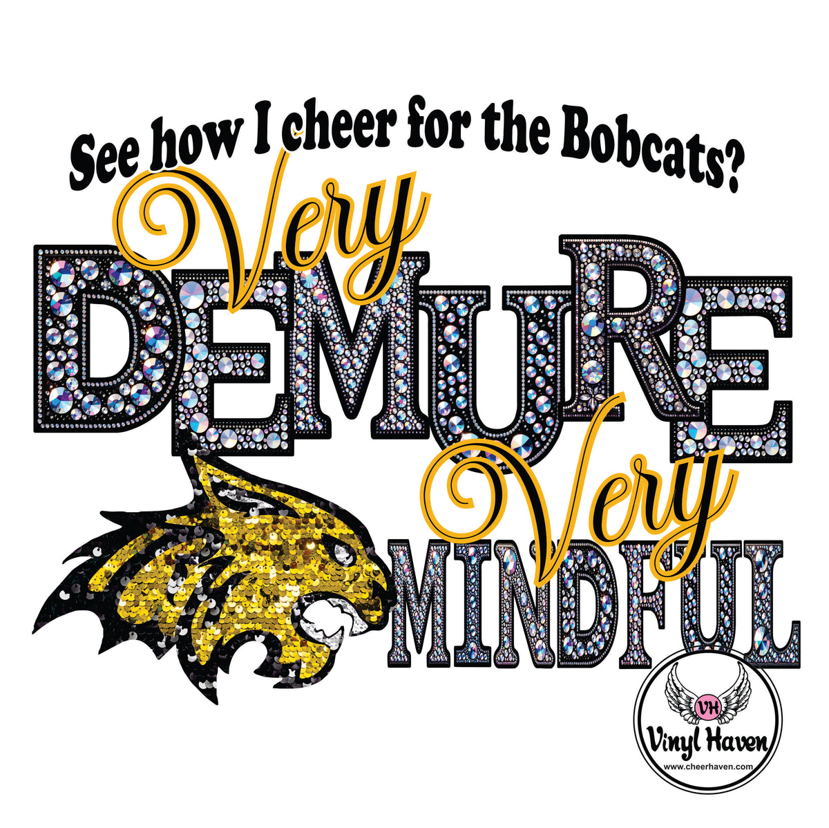 DTF Print * Back to School * Faux Rhinestone Demure Bobcats – Cheer ...