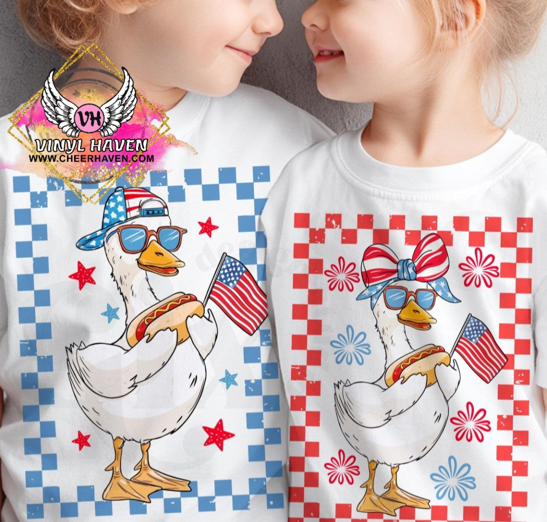 DTF Print * Patriotic * Girl Goose with Hotdog – Cheer Haven LLC.