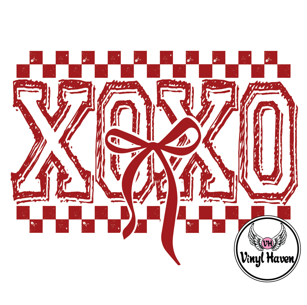 DTF Print * Valentine's * Red Checkered bow XOXO – Cheer Haven LLC.