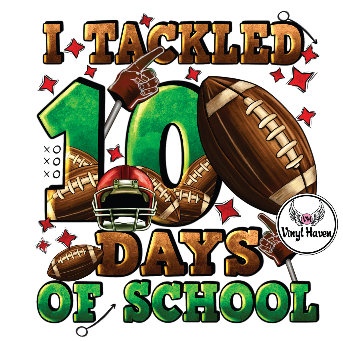 DTF Print * 100 Days Of School * I tackled 100 days football – Cheer ...